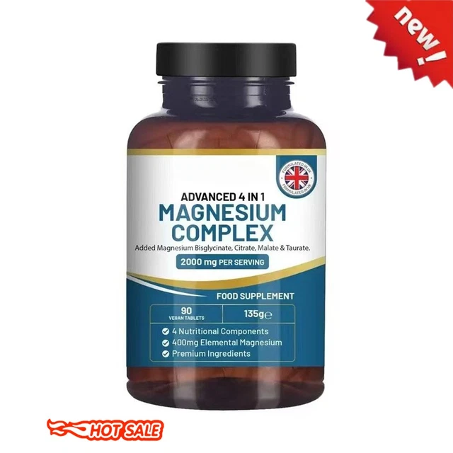 MAGNESIUM COMPLEX 4 in 1 Magnesium Supplement 2000mg Non-GMO 90 ...