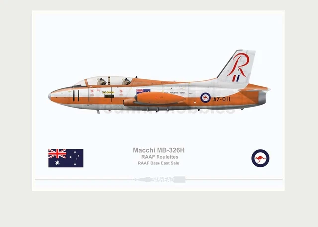 WARHEAD ILLUSTRATED MACCHI MB-326H RAAF Roulette A7-011 Aircraft Print ...
