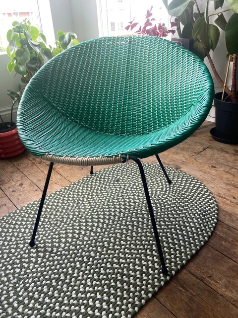 VINTAGE 1950S WOVEN GREEN VINYL PLASTIC CONE SPUTNIK CHAIR - GOOD ...