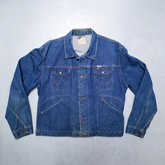 VTG 60S WRANGLER BLUE BELL Jacket Selvedge Denim Chore Work Indigo Sz ...