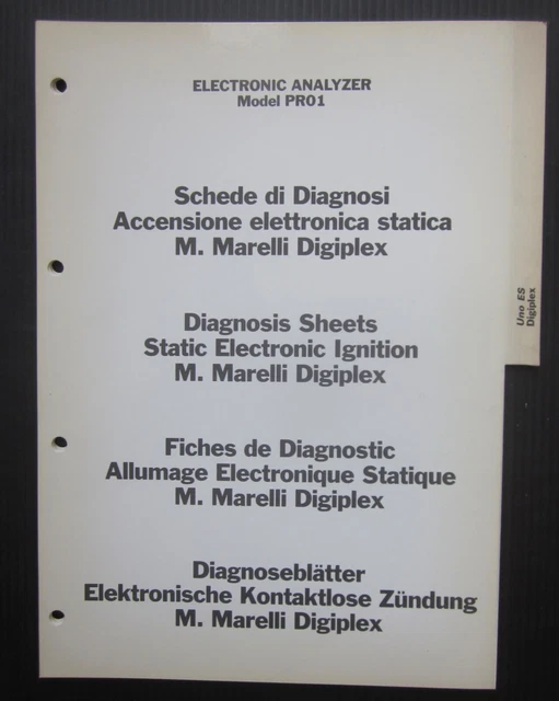 FIAT UNO ES static ignition diagnostic cards Marelli Digiplex analyzer ...