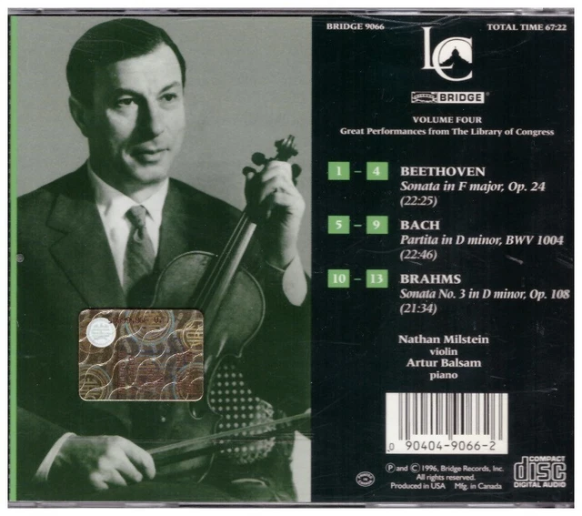 NATHAN MILSTEIN · Baume Artur - Récital de la bibliothèque du Congrès ...