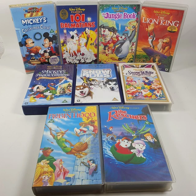 DISNEY VHS VIDEO Bundle Lot Robin Hood Rescuers Snow White Lion King ...