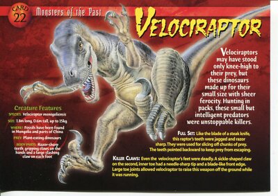 WEIRD N’ WILD Creatures Monster of the Past Card 22 # Velociraptor ...