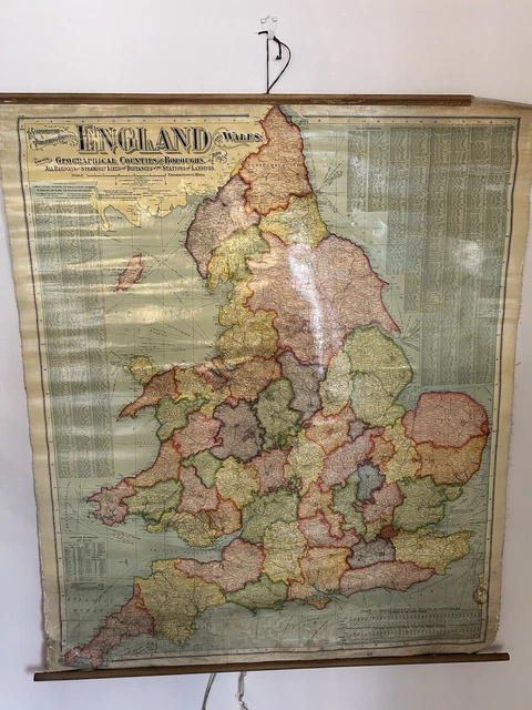 VERY LARGE ANTIQUE Map - Scarborough's map of England & Wales - circa ...