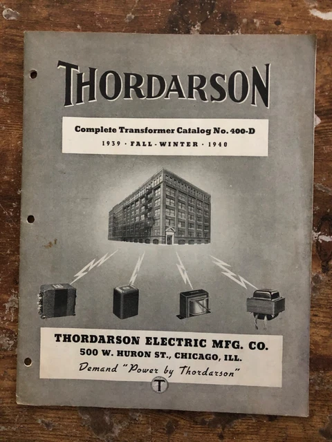 VINTAGE THORDARSON COMPLETE Transformer Catalog #400-D Fall Winter 1939 ...