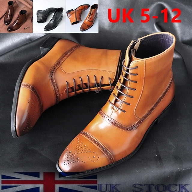 MEN BROGUE BOOTS Smart Formal Combat Lace New Army Ankle Boots Shoes ...