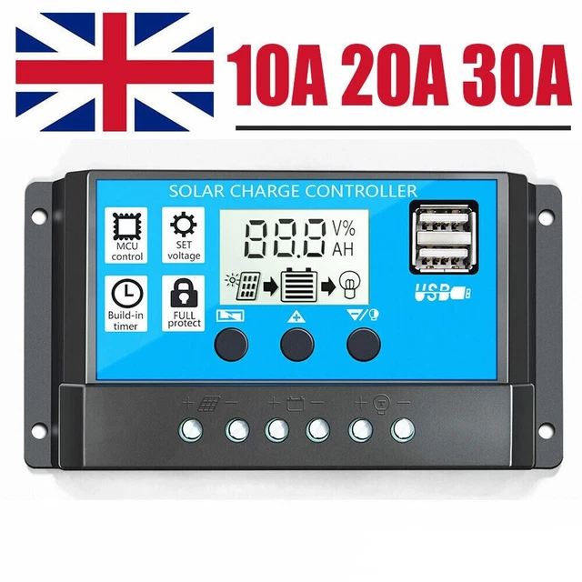 30A PWM SOLAR Charge Controller 12/24V Voltage Regulator Battery ...