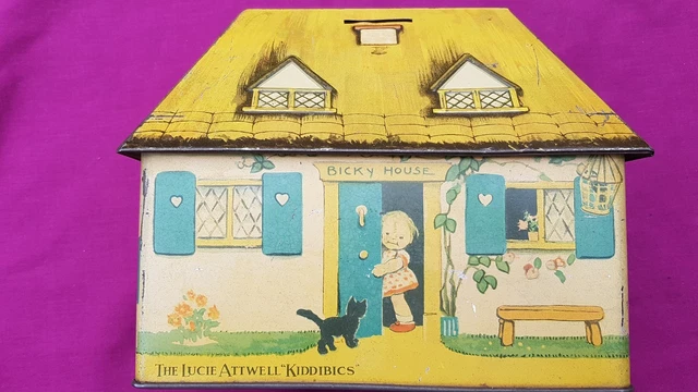 1930S MABEL LUCIE Attwell Biscuit Tin Money Box William Crawford Bicky ...