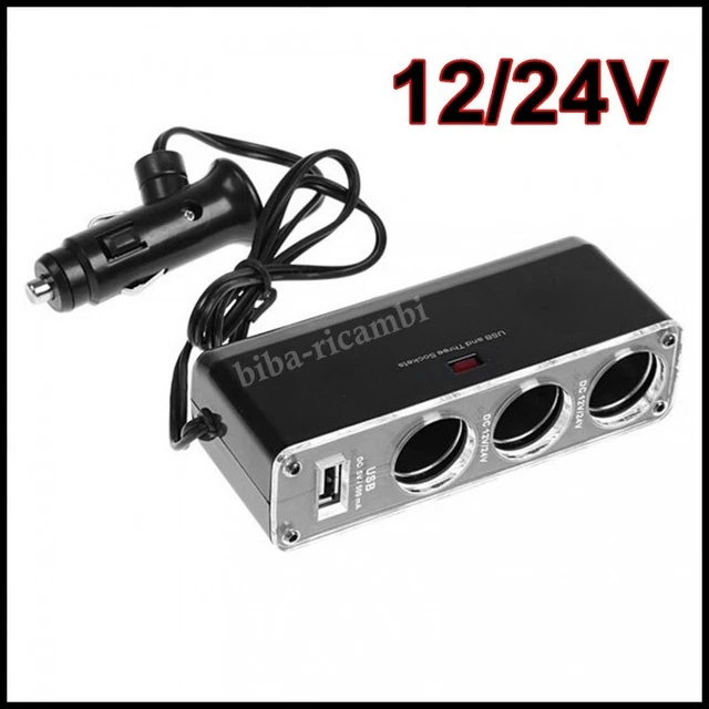 PRESA ACCENDISIGARI MOLTIPLICATORE 3 Prese Accendisigari Usb 12/24V EUR ...