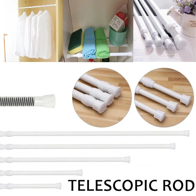 EXTENDABLE SPRING RODS Loaded Telescopic Net Voile Tension Curtain Rail ...