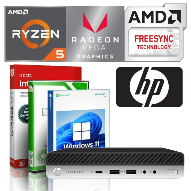 HP MINI GAMING PC AMD Ryzen 5 32GB 512GB SSD Radeon RX Vega Computer ...