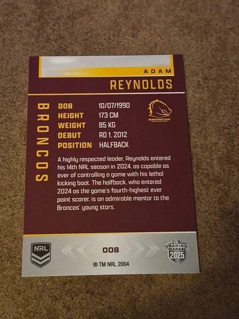 2025 TLA NRL Elite Adam Reynolds $1.99 - PicClick AU