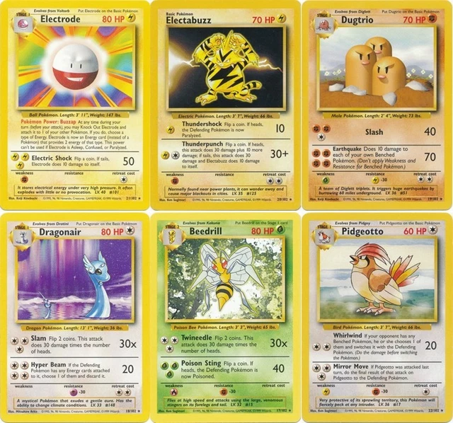 POKEMON ALL BASE Set rare cards Beedrill Dragonair Dugtrio Pidgeotto ...