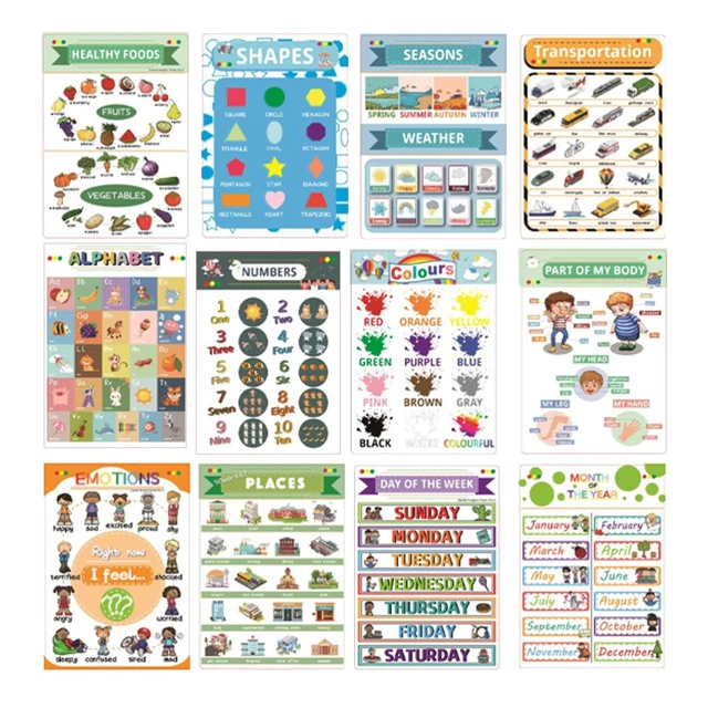 12 SHEETS KINDERGARTEN Classroom Decor Children Preschool Posters £8.78 ...