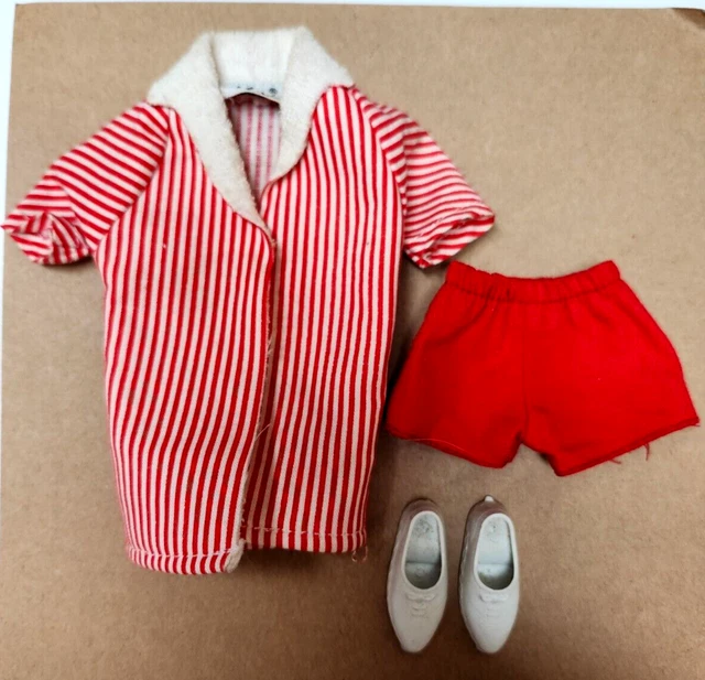 VINTAGE BARBIE KEN Original Red Stripe Beach Outfit 1963 Mattel $30.00 ...