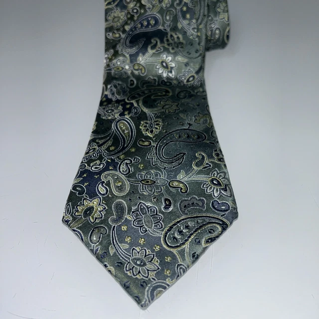 GEOFFREY BEENE MEN’S Silk Tie Green Blue Gold Paisley %100 Silk £16.05 ...