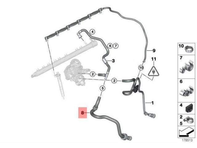 ORIGINAL BMW E84 SUV Fuel Injection System Pipe Return Line 13534734843 ...