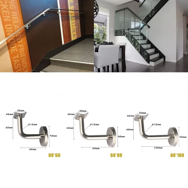 PRACTICAL BRACKETS HANDRAIL Bannister Rail Balustrade Stainless Steel ...