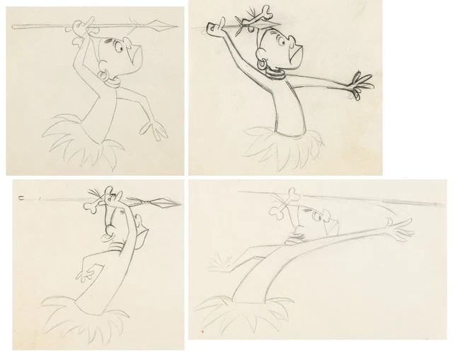 AFRICAN NATIVE WARRIOR Animation Drawing Sequence of 4(Warner Brothers ...