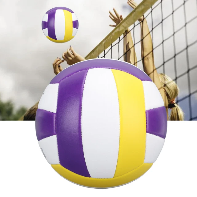 VOLLEYBALL SIZE 5 Purple Yellow White PVC Indoor Outdoor Sports ...