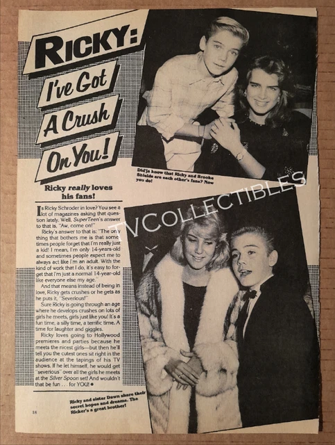 MAGAZINE ARTICLE PINUP~ RICKY SCHRODER ~1980s ~Brooke Shields~Olivia ...