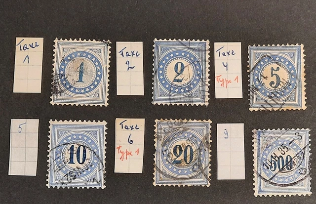 1878 TIMBRE TAXE Postage Due Schweiz Stamp Suisse Helvetia YT T1 T2 T4 ... 1878 TIMBRE TAXE Postage Due Schweiz Stamp Suisse Helvetia YT T1 T2 T4 ...