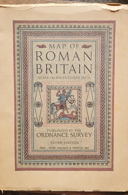 MAP OF ROMAN BRITAIN - Ordnance Survey 16:1 - 1956 PB with large fold ...
