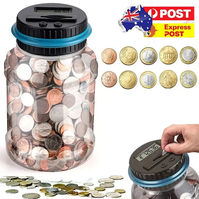 LCD COUNTER MONEY Coin Electronic Bank Digital Counting Jar Saving Box ...