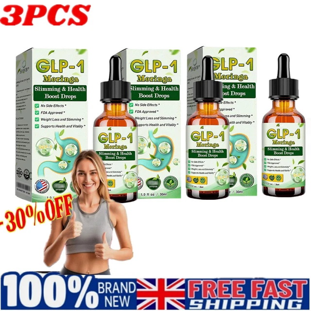 3PACKS GLP-1 MORINGA Slimming Health Boost Drops Liquid 30ml N e w B3H7 ...