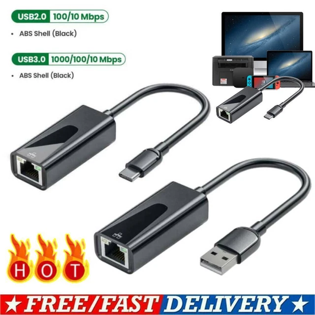 USB C TO Ethernet Adapter Type-C 3.0 to RJ45 Network LAN Gigabit 100 ...