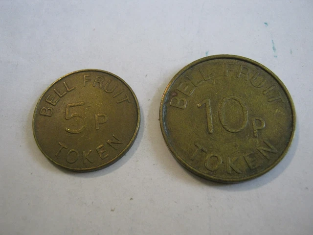 UK BELL-FRUIT GAMING Slot Machine Token 1970s 5P & 10P Tokens N#21271 ...