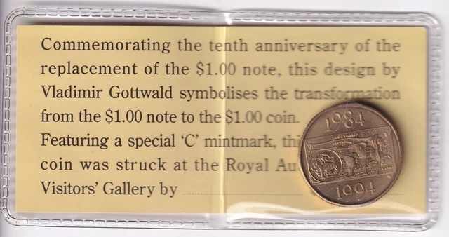 AUSTRALIA: 1994 $1 Dollar Decade Commemorative C Canberra Mintmark Coin ...