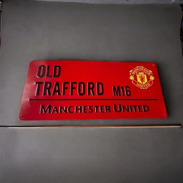 MANCHESTER UNITED FC Metal Old Trafford M16 Sign Stadium Street Gift Bedroom Pub £19.43 ...