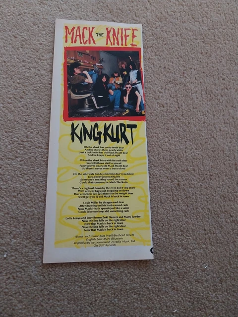 TNEWL55 ADVERT 11X4 King Kurt : 'Mack The Knife' Song Words £4.99 ...