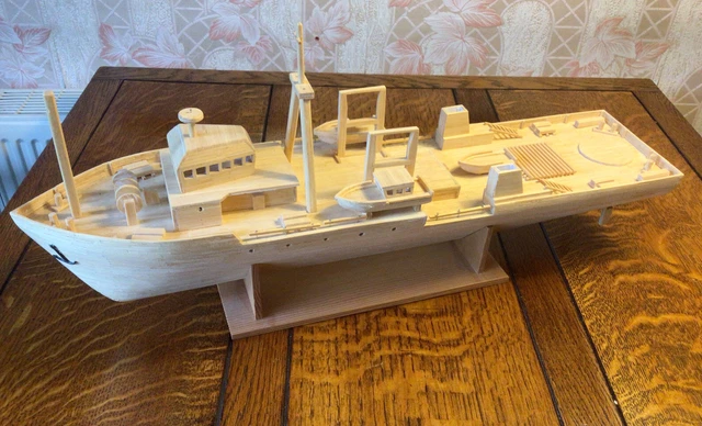 VINTAGE LARGE MATCHSTICK Model Scratch Built Boat Around 2 Ft Long £40. ...