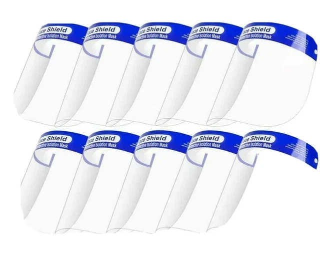 FULL FACE SHIELD Visor PPE Safety Reusable Transparent Clear Plastic ...