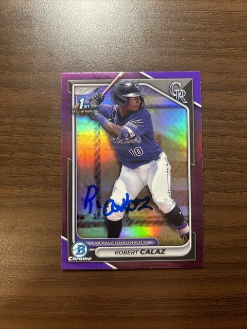 ROBERT CALAZ 2024 Bowman RIFRATTORE CROMATO AUTO/250 VIOLA FIRMATO ...