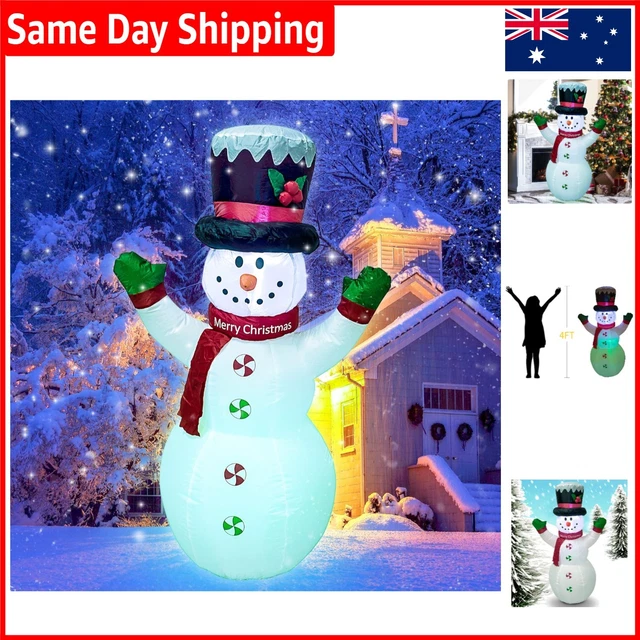 CHARMING WATER-RESISTANT 4FT Snowman Inflatable with LED Lights for ...