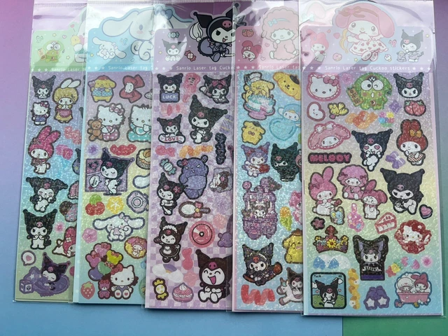 Cinnamoroll My Melody Kuromi Sanrio Kawaii Glitter Stickers Pack X5