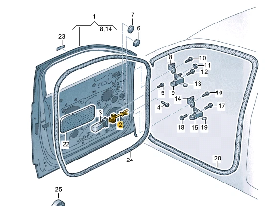 VOLKSWAGEN TOUAREG CR7 Front Door Catch Limiter 760837249B NEW GENUINE ...