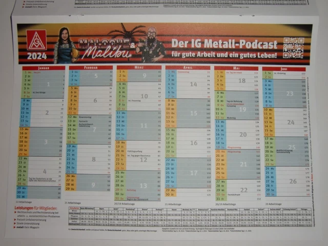2 X DIN A4 Kalender 2024 Papierkalender Jahresplaner IG Metall EUR 1,95 ...