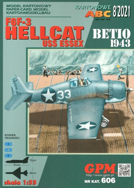 F6F-3 HELLCAT CARD American Aircraft Paper Cut Out Model Kit GPM Scale ...