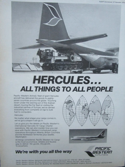 11/1976 PUB PACIFIC Western Airlines Hercules Air Cargo Charter ...