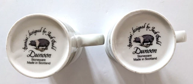VINTAGE DUNOON STONEWARE 2 Coffee Mugs Pennine By Jack Dadd 9oz Made In ...