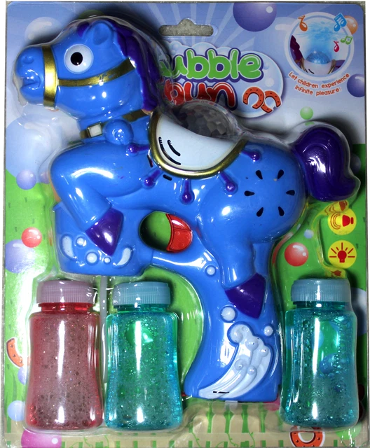 BLUE HORSE BUBBLE Gun Blower Blaster with Flashing LED Lights & Music 2 ...