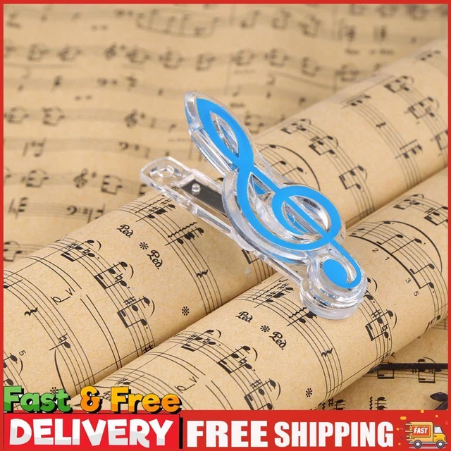 PLASTIC MUSICAL NOTE Letter Paper Clip Piano Sheet Spring Holder ...