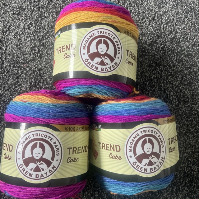 MADAME TRICOTE TREND Cake Aran Knitting Crochet Yarn 3 x 200g, 621 ...