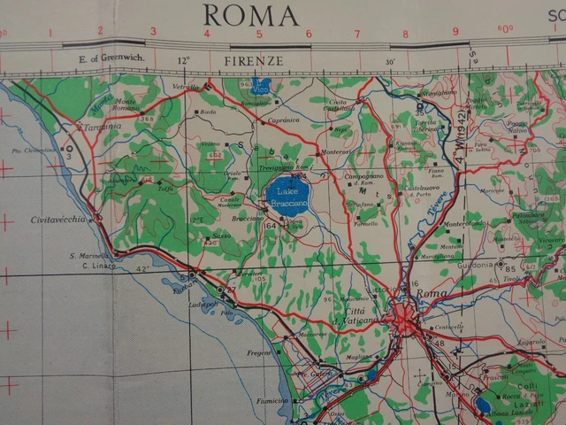WW2 RAF MAP of "ROMA" (May 1943) - ROME, ANZIO, CASSINO, NETTUNO ...