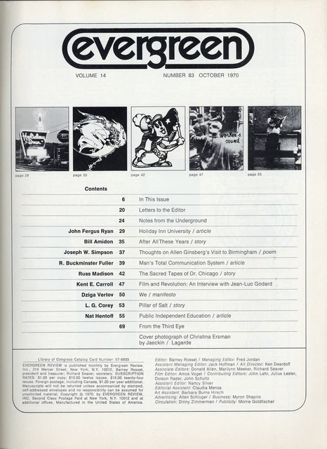 EVERGREEN REVIEW MAGAZINE #83 FN- 5.5 1970 £53.12 - PicClick UK